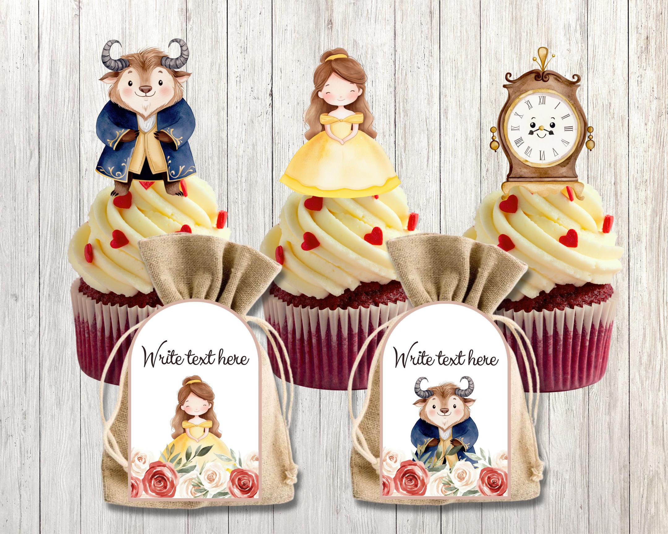 Beauty and the Beast Cake Topper and Gift Tag Bundle, Printable Belle ...