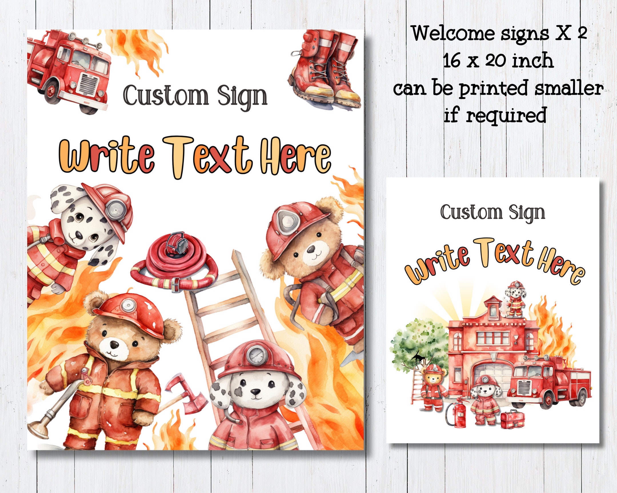 Fire Engine Party Bundle, Fire Truck Party Evite, Cute Puppy and Bear ...