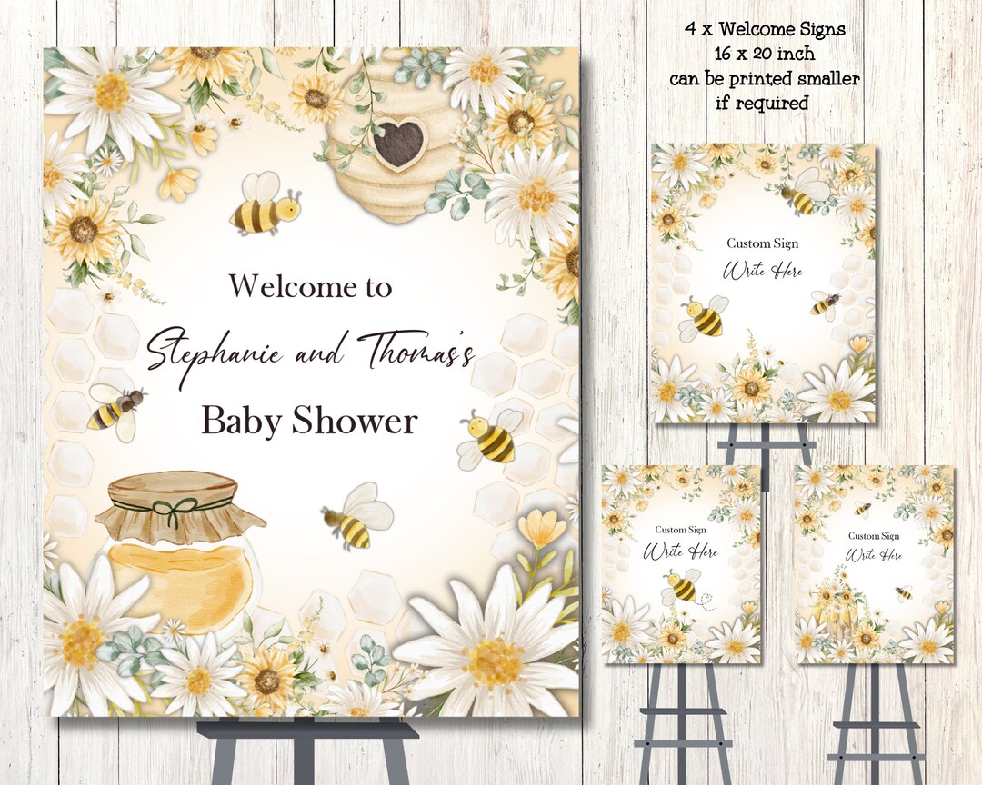 Bee and Honey Welcome Signs, Bumble Bee Party Decor for Gender Neutral ...