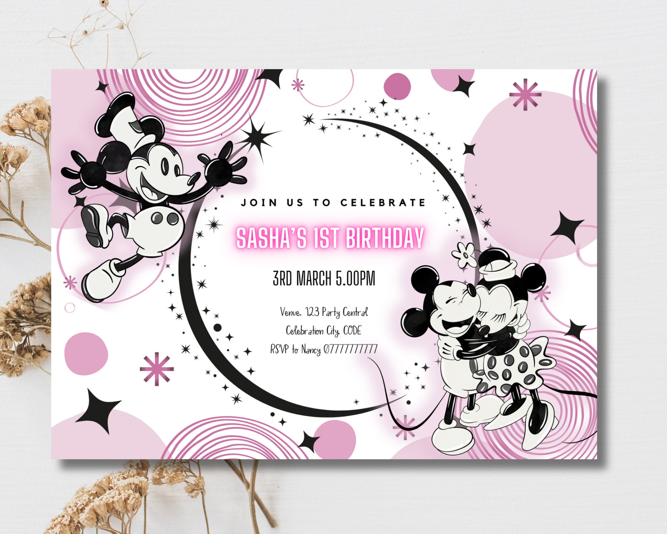 Pink Mickey and Minnie Mouse Bundle, Classic Steamboat Mickey Party ...