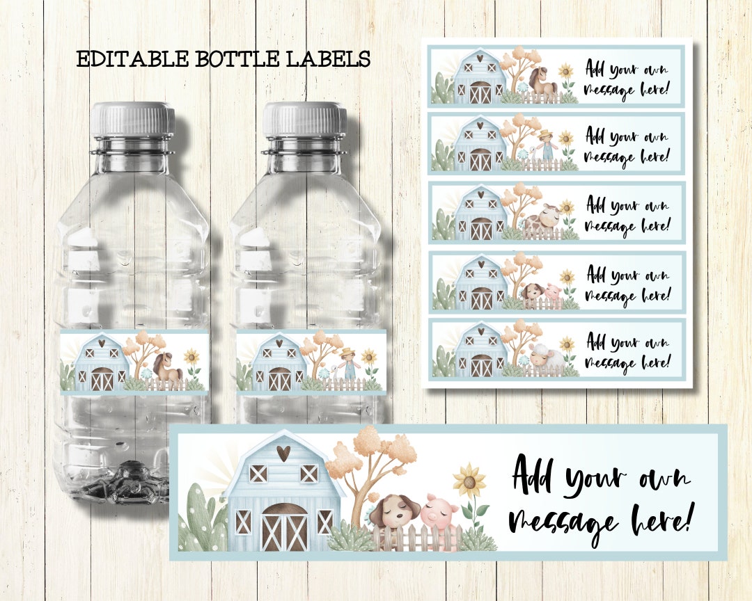 Farm Bottle Labels Farm Animal Decor for Kids Party Farm - Etsy