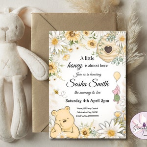 Winnie the Pooh Baby Shower Bundle, Sunflower and Daisy Invite, Classic ...