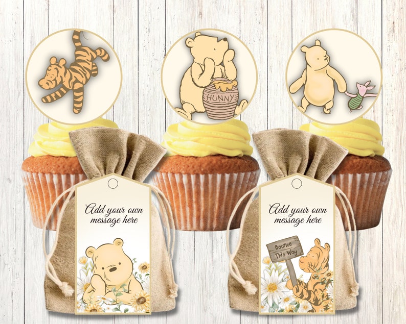 Winnie the Pooh Baby Shower Bundle, Sunflower and Daisy Invite, Classic ...