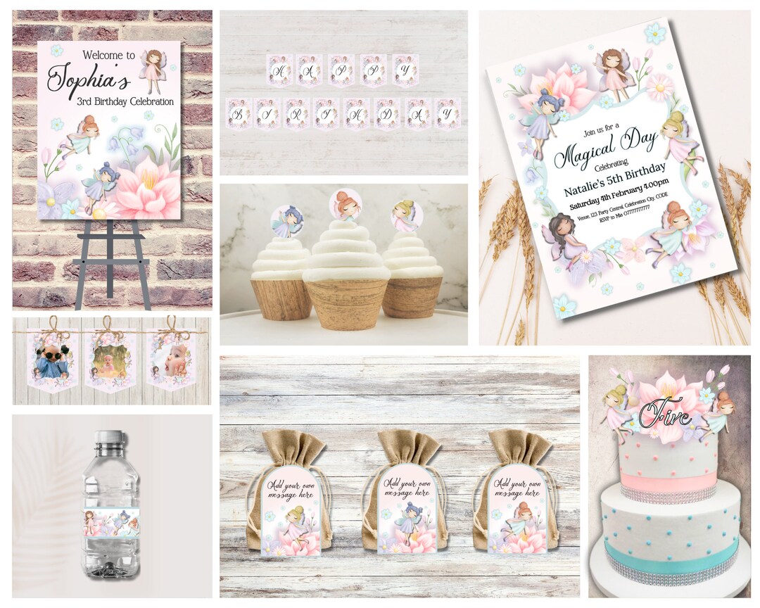 Fairy Birthday Bundle, Enchanted Party Invite, Pink Floral Decor ...