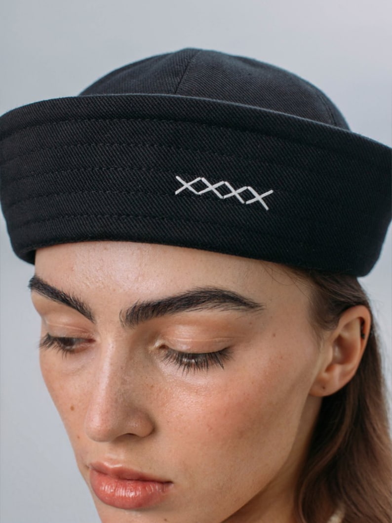 Sailor Hat.03 in Black Denim — a Minimalist Cotton Sailor Hat, Handmade ...