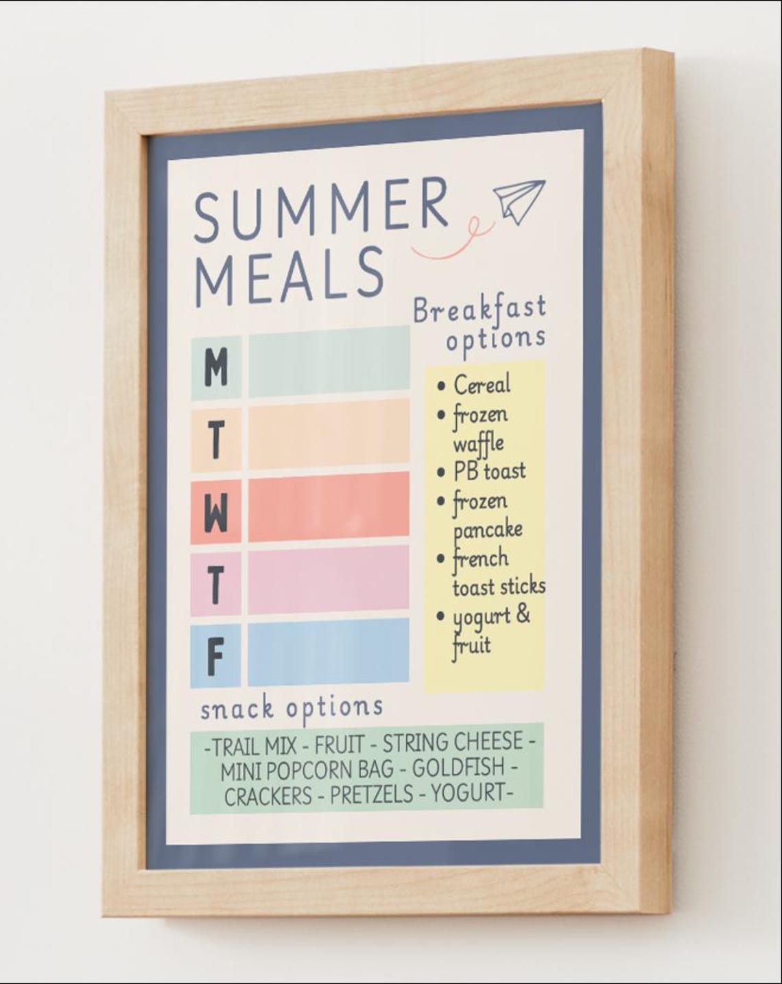 Summer Meal Plan Menu for Kids: Editable Nanny Planner (canva Template ...