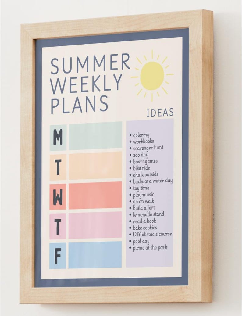 Summer Activity Planner for Kids | Nanny Activity Plan | Editable ...