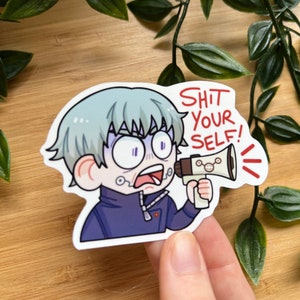 Shouting Sorcerer Chibi, Funny Anime, Glossy Vinyl Sticker for Laptop ...