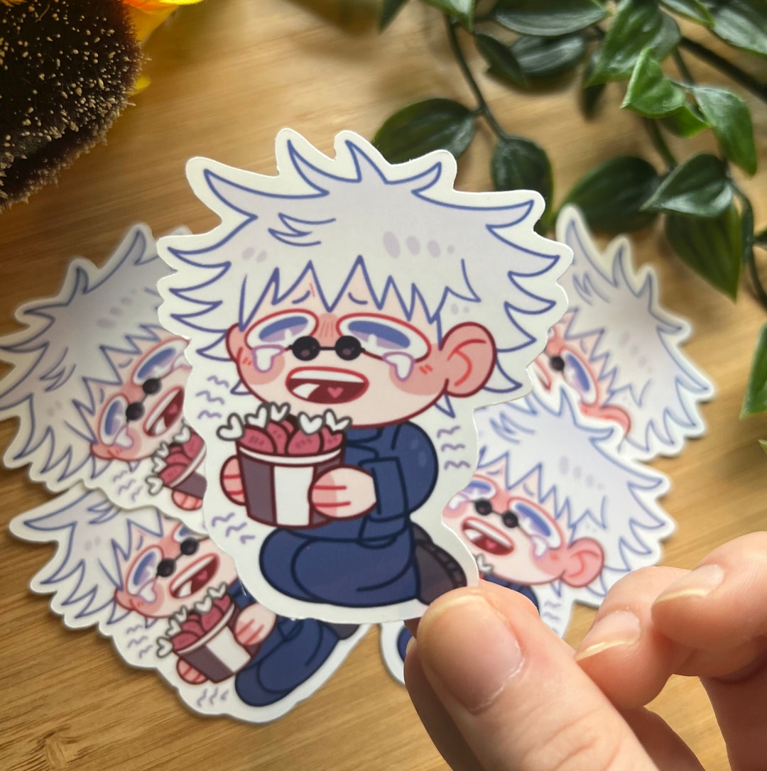 Crying Over Chicken Anime, Sorcerer Chibi Funny, Glossy Vinyl Sticker ...