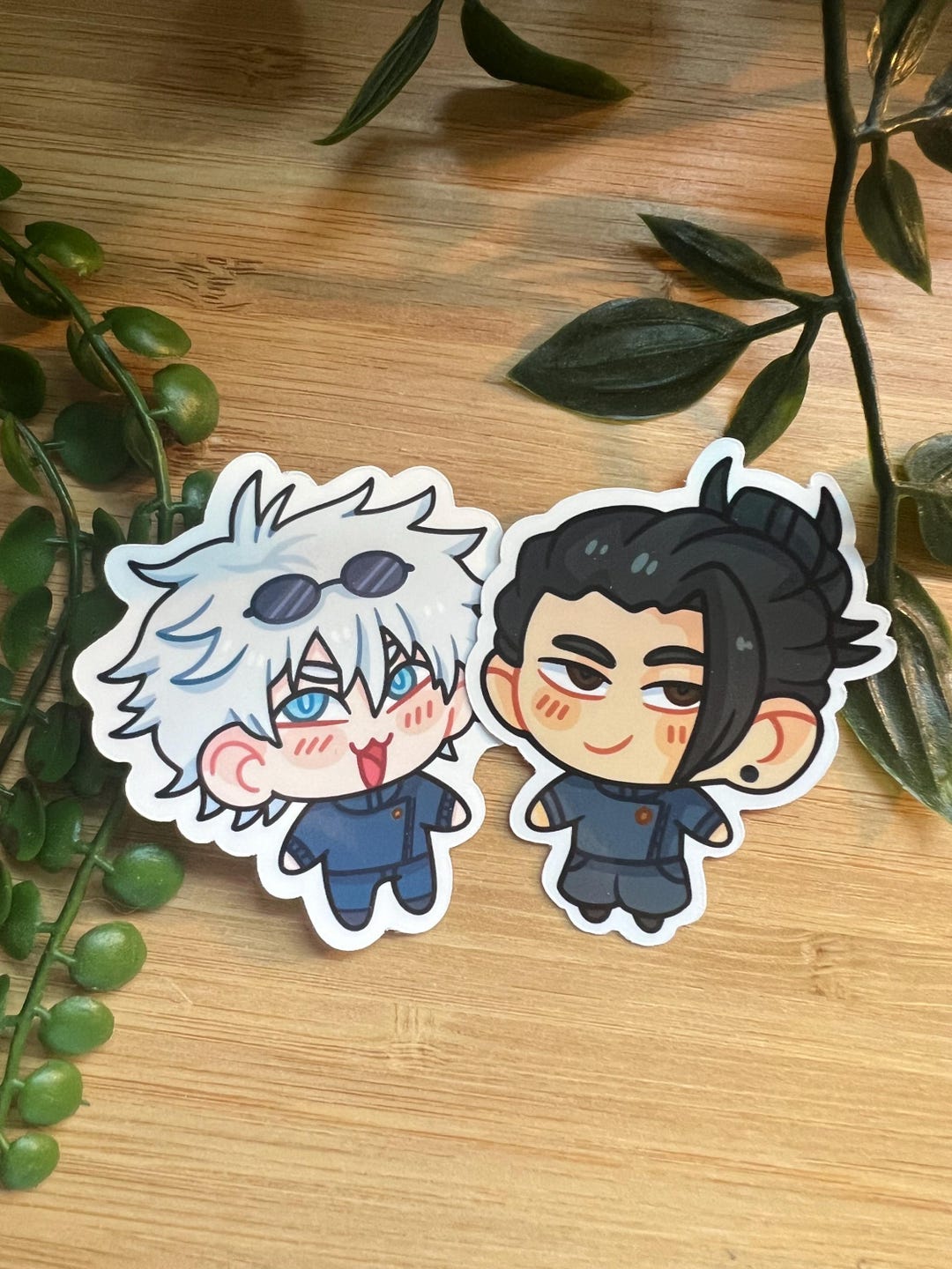 Two Anime Sorcerer Chibis, Cute 2inch Pair of Stockers, Glossy Vinyl ...