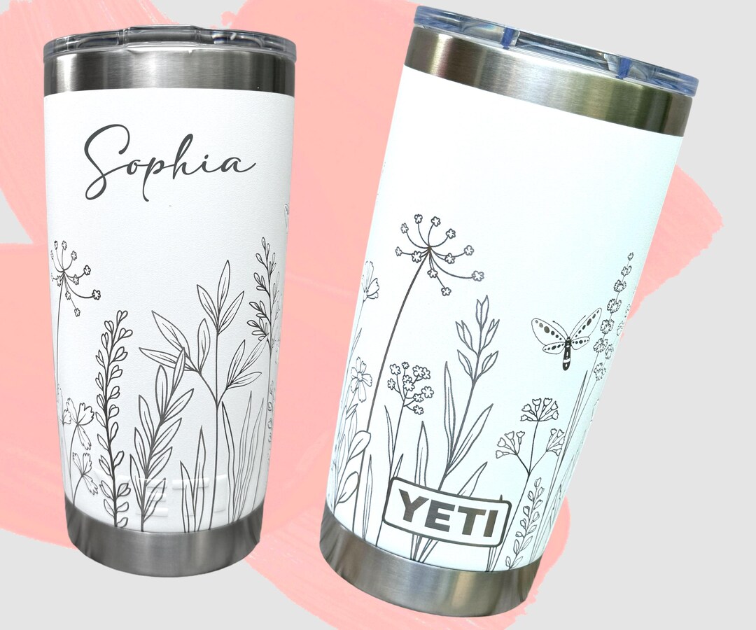 Personalized Wildflower YETI Rambler 20oz, Custom Floral Engraved ...