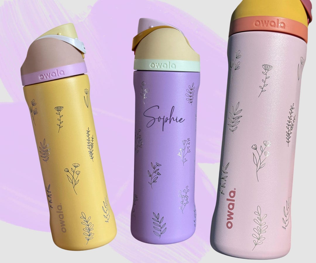 Personalized Floral Owala Water Bottle: Cottagecore Engraved Freesip ...