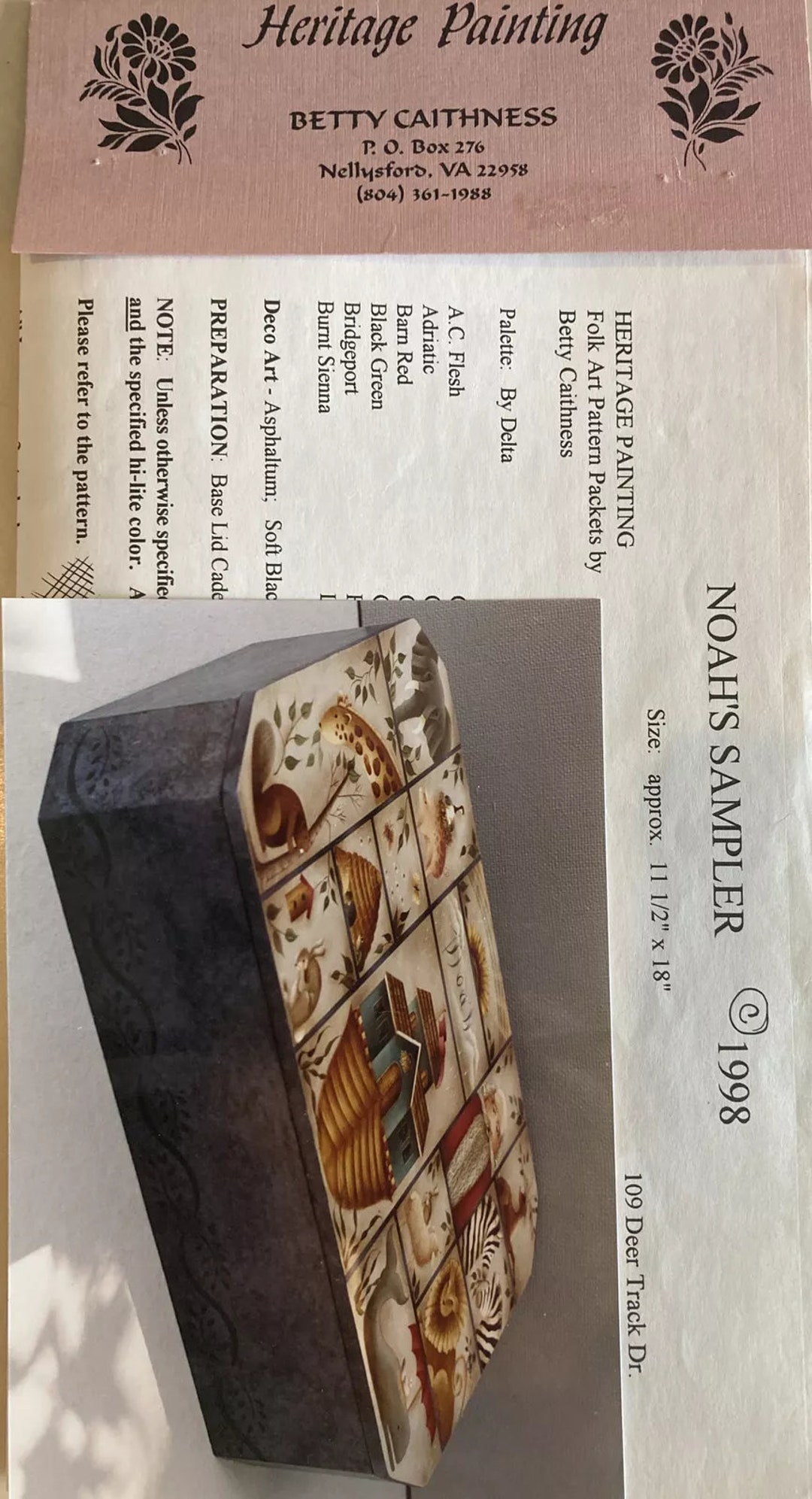Tole Painting Pattern : Noah's Sampler by Betty Caithness - Etsy