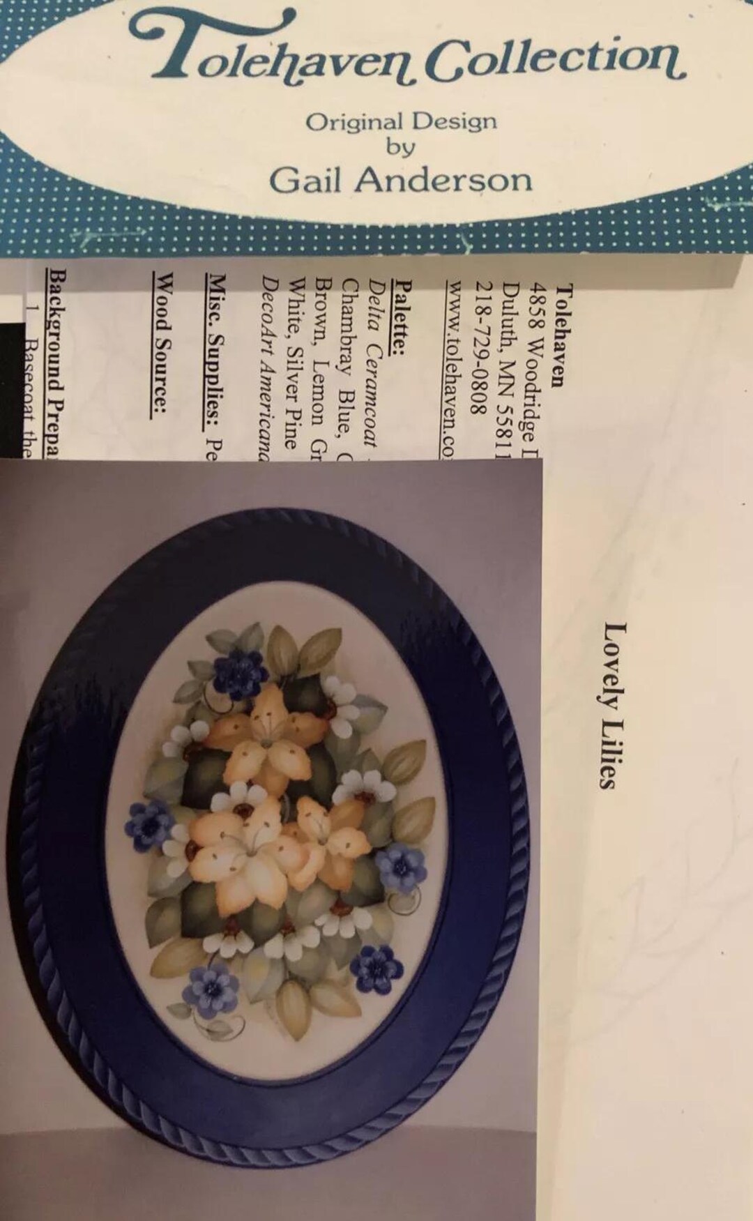 Vintage Tole Painting Pattern Packet: Lovely Lilies by Gail Anderson ...