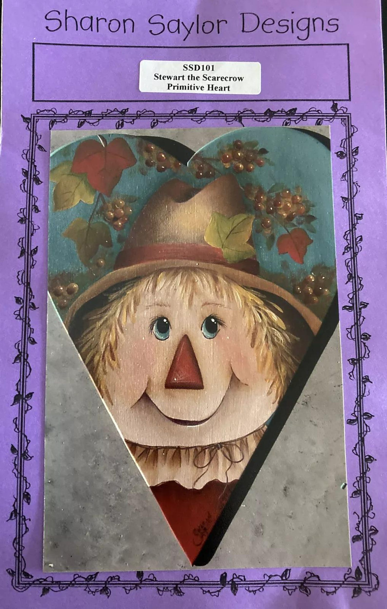 Tole Painting Pattern Packet: Stewart the Scarecrow Primitive Heart by ...