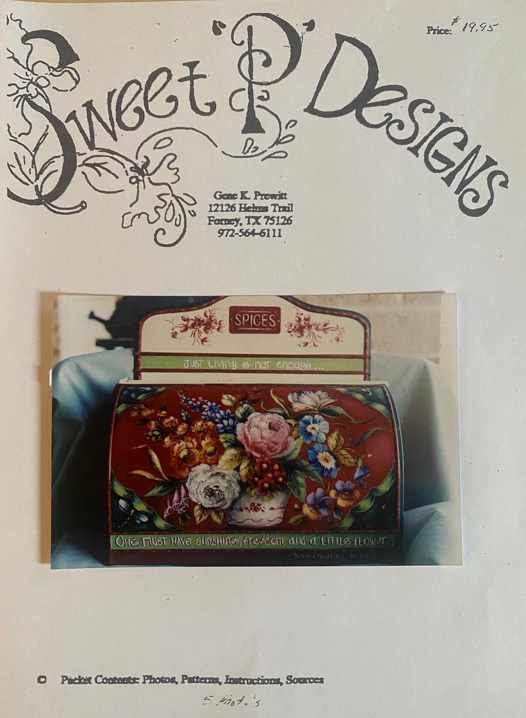 Vintage Tole Pattern Packet: Florals on Tin Mail Keeper by Gene Prewitt ...