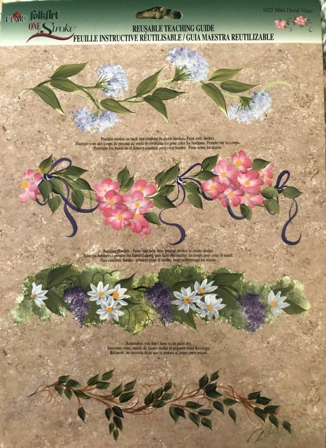 Folkart One Stroke 2-sided Laminated Teaching Guide - Mini Floral ...
