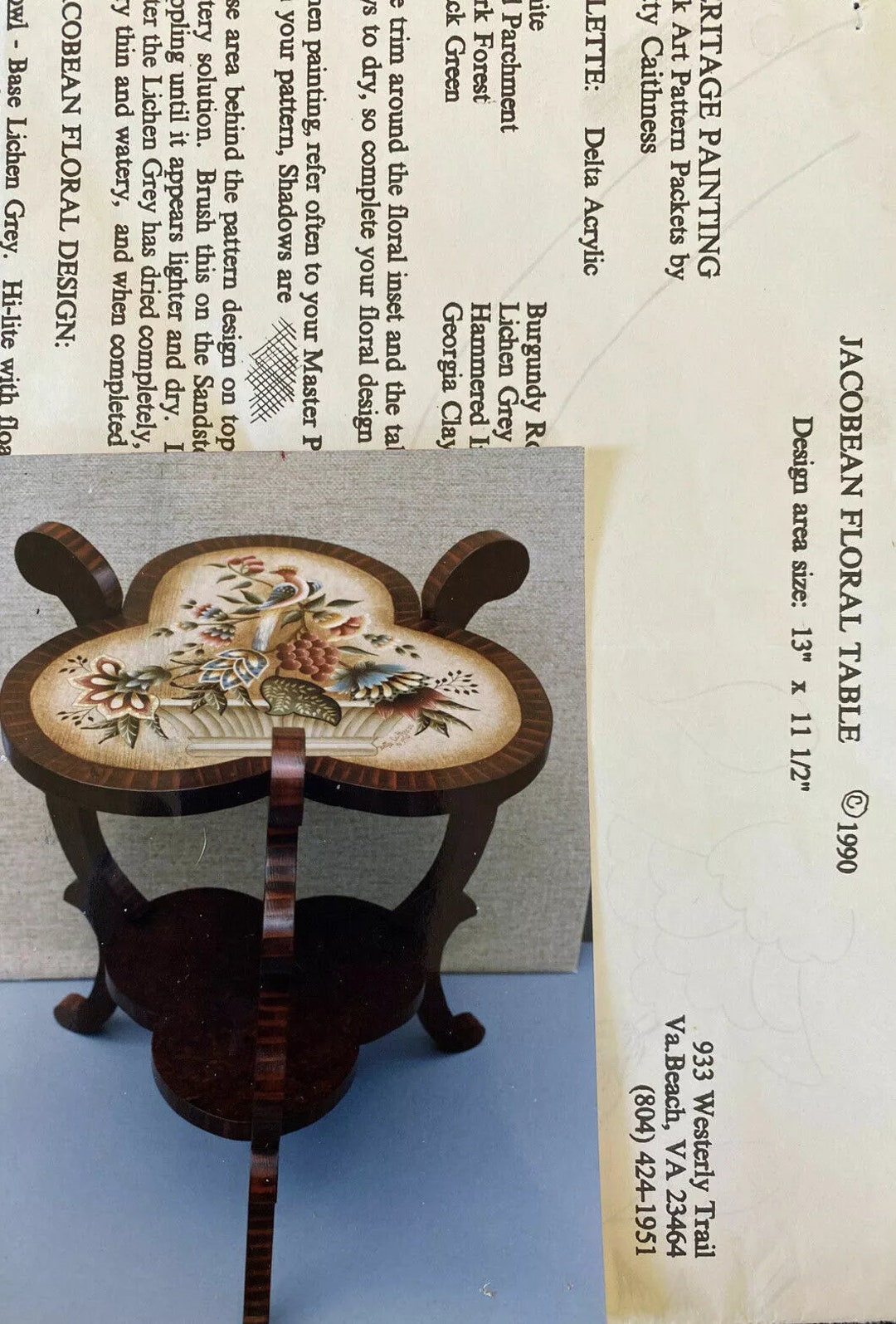 Vintage 1990 Decorative Tole Painting Pattern Packet: Jacobean Floral ...