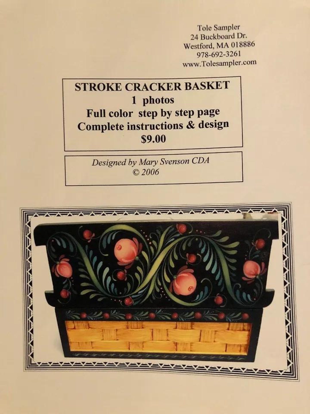 Vintage Tole Painting Pattern : Stroke Cracker Basket by Mary Svenson ...