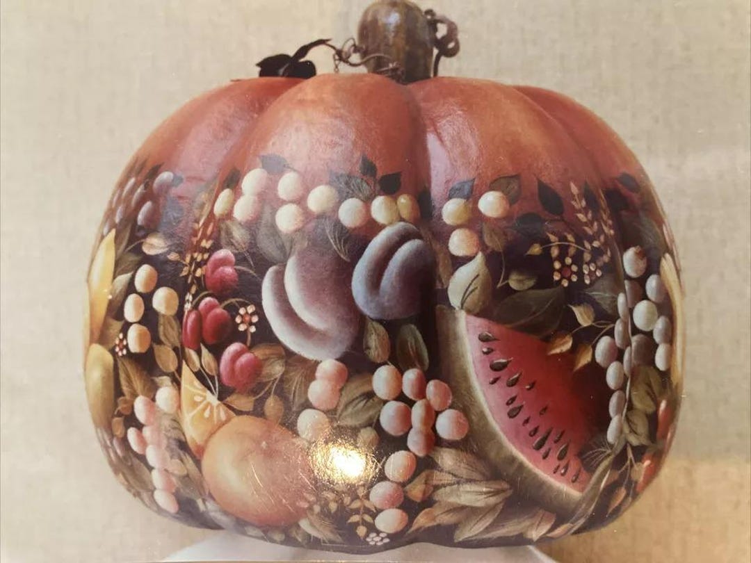 Vintage 1997 Tole Painting Pattern : Fall Pumpkin by Betty Caithness - Etsy