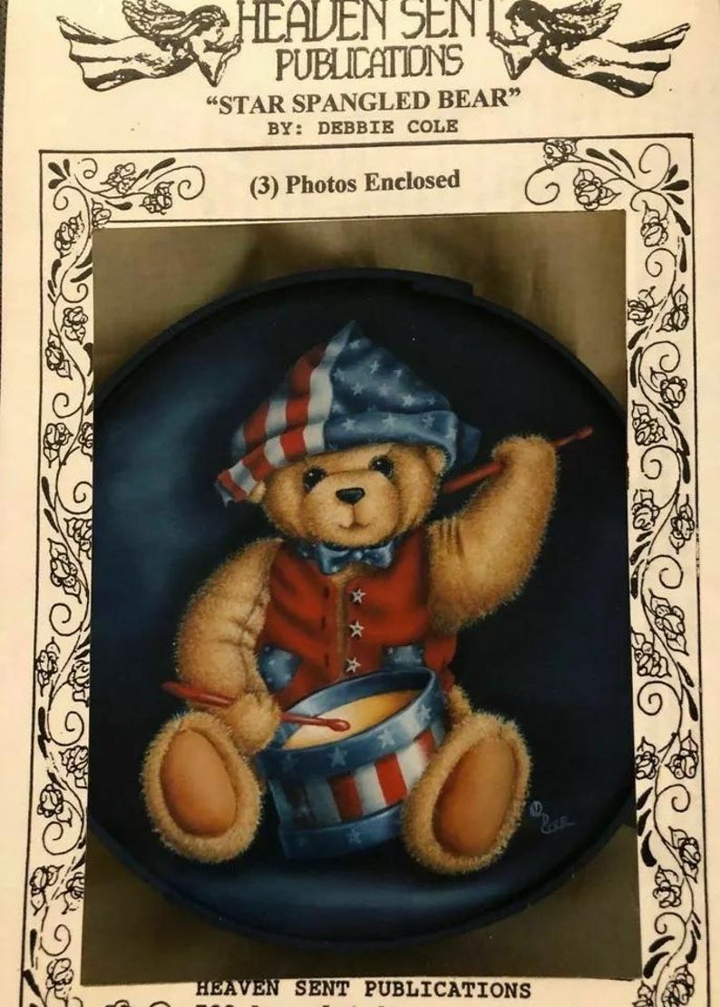 Vintage 1997 Tole Painting Pattern : Star Spangled Bear by Debbie Cole ...