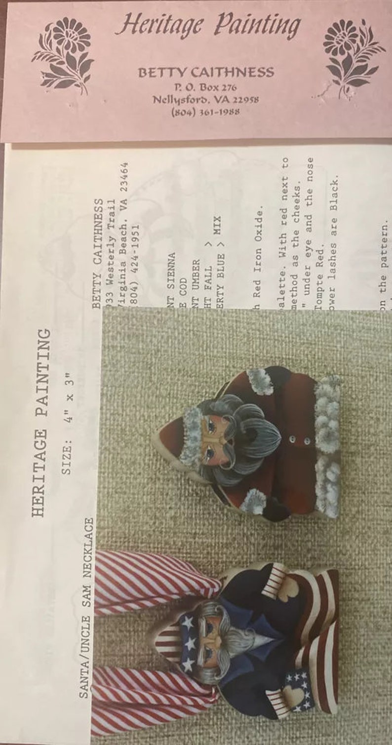 Tole Painting Pattern : Santa \ Uncle Necklace by Betty Caithness - Etsy