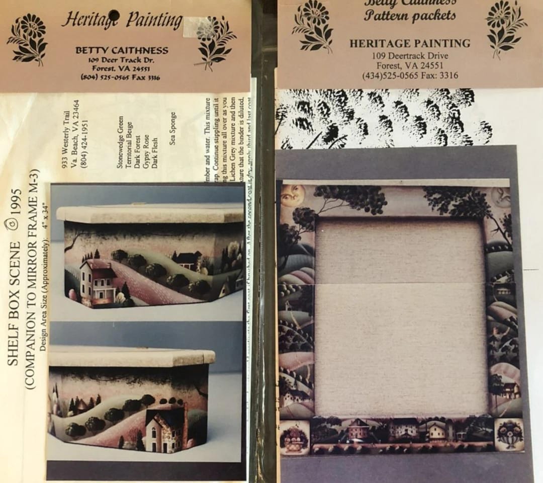 Set of 2 Betty Caithness Tole Pattern Packets: Shelf Box Scene and ...