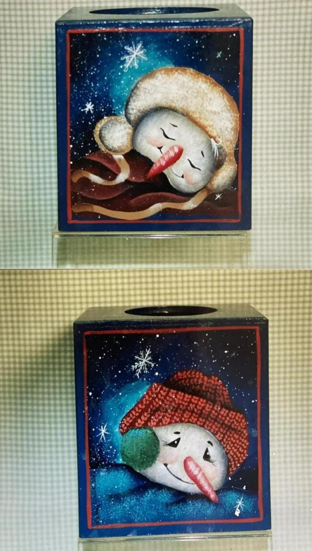 Vintage Tole Pattern : Sleepy Snowman Kleenex Box by Delane Lange - Etsy