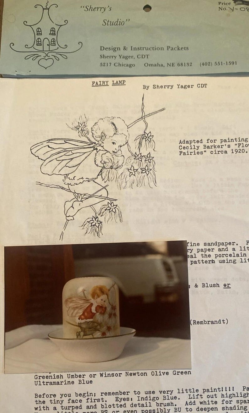 Vintage Tole Painting Pattern Packet: Fairy Lamp on Po by Sherry Yager ...