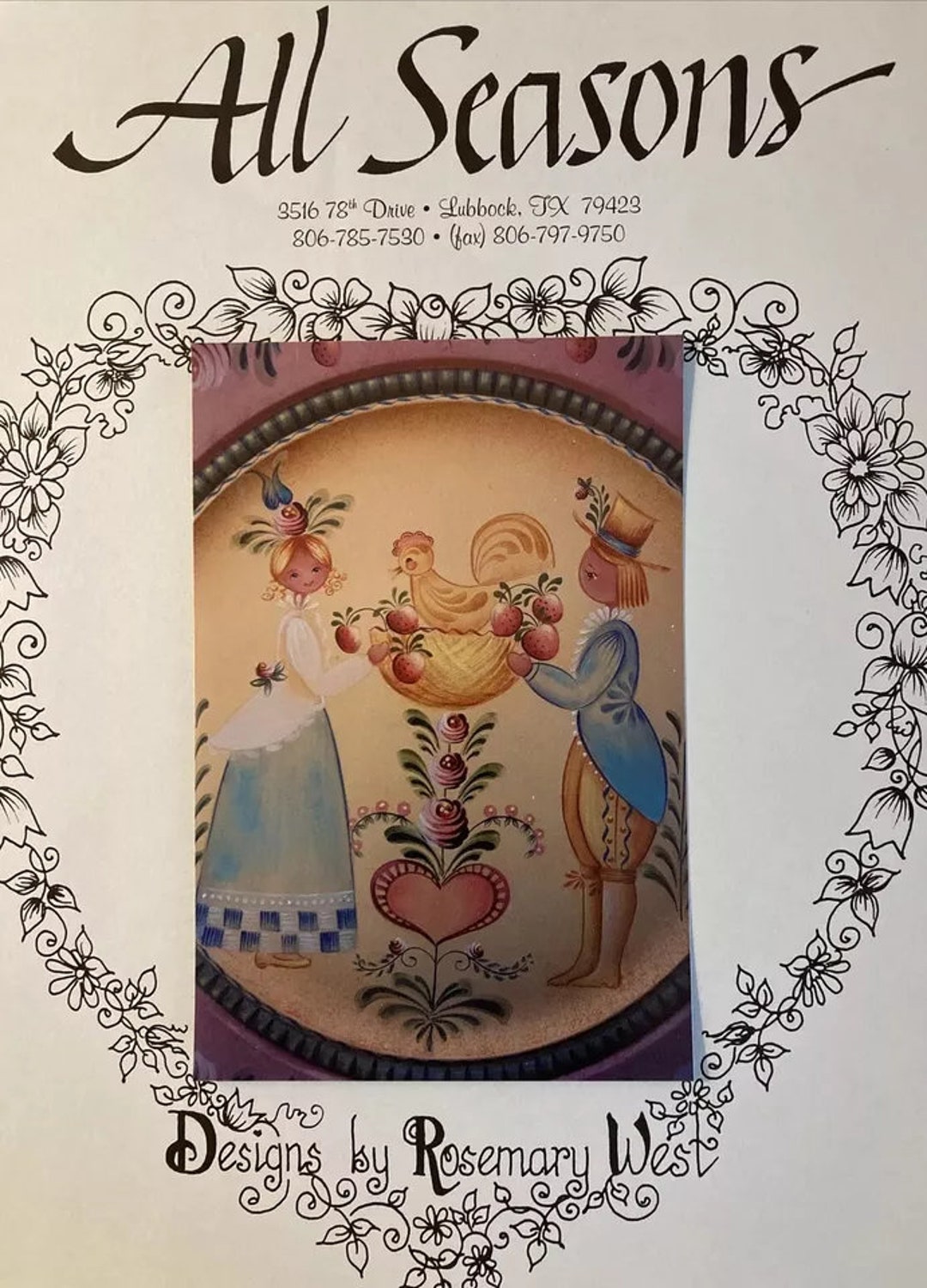 Tole Painting Pattern : Pastel Folk Art Plate by Rosemary West - Etsy