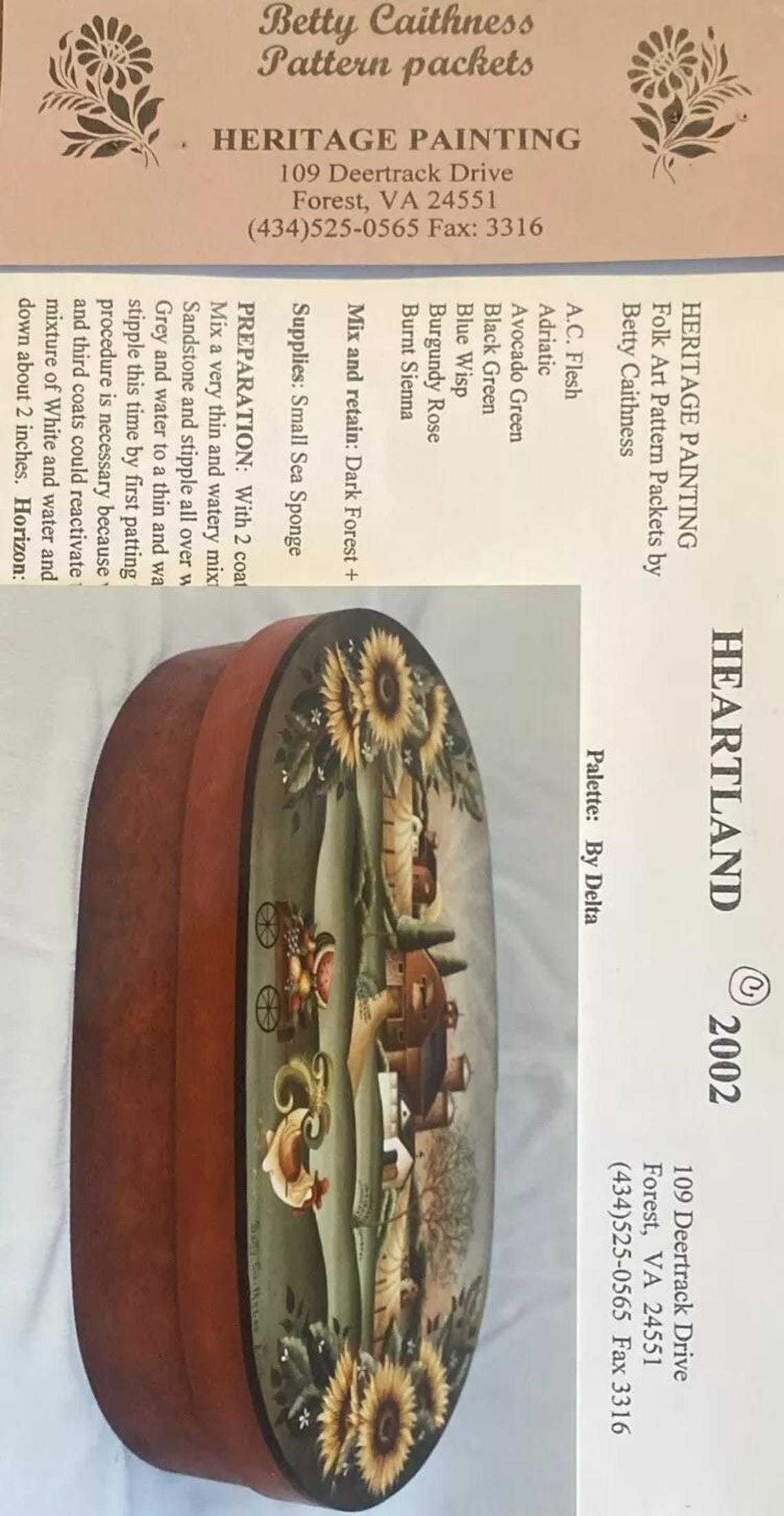 Vintage Tole Painting Pattern : Porter Heartland by Betty Caithness - Etsy