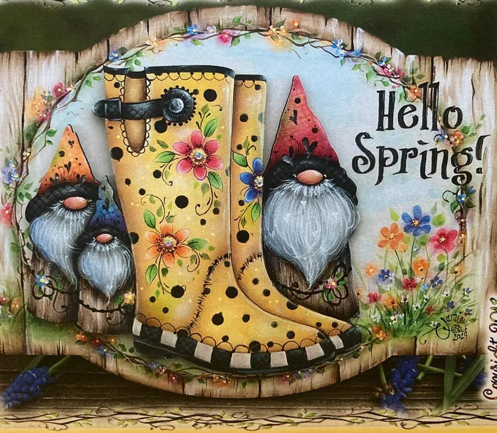 Tole Painting Pattern : Hello Spring Gnomes by Jamie Mills-price - Etsy