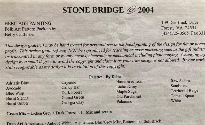 Tole Painting Pattern : Stone Bridge by Betty Caithness - Etsy