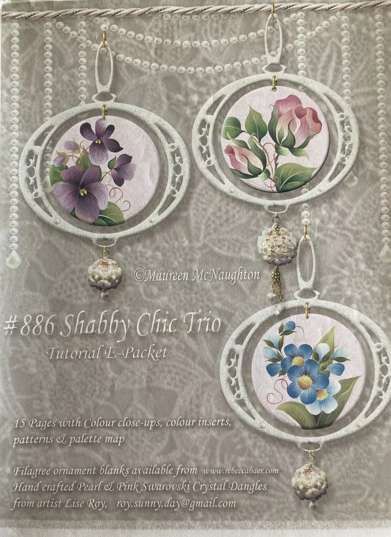 Tole Painting Pattern : Shabby Chic Trio by Maureen Mcnaughton - Etsy