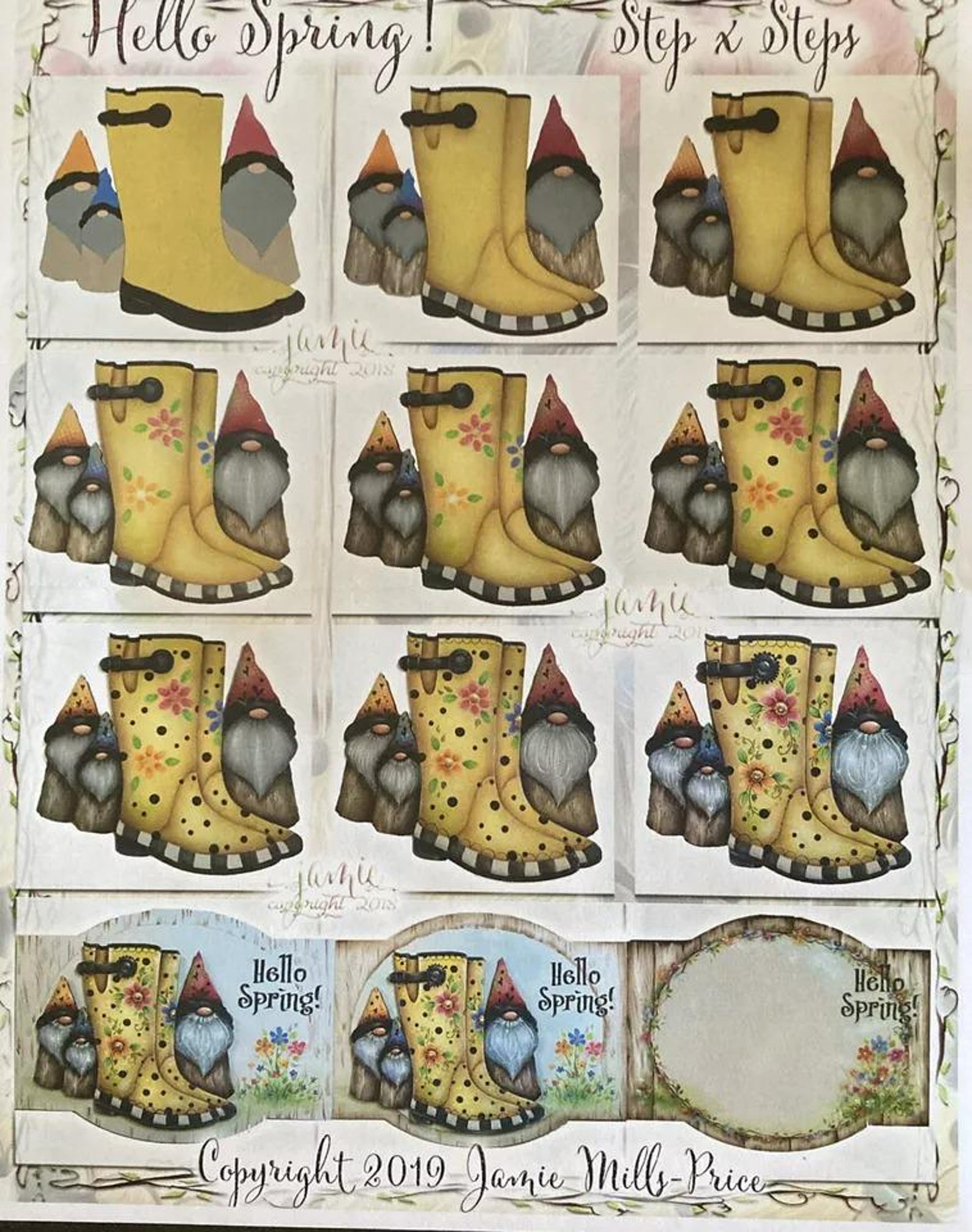Tole Painting Pattern : Hello Spring Gnomes by Jamie Mills-price - Etsy