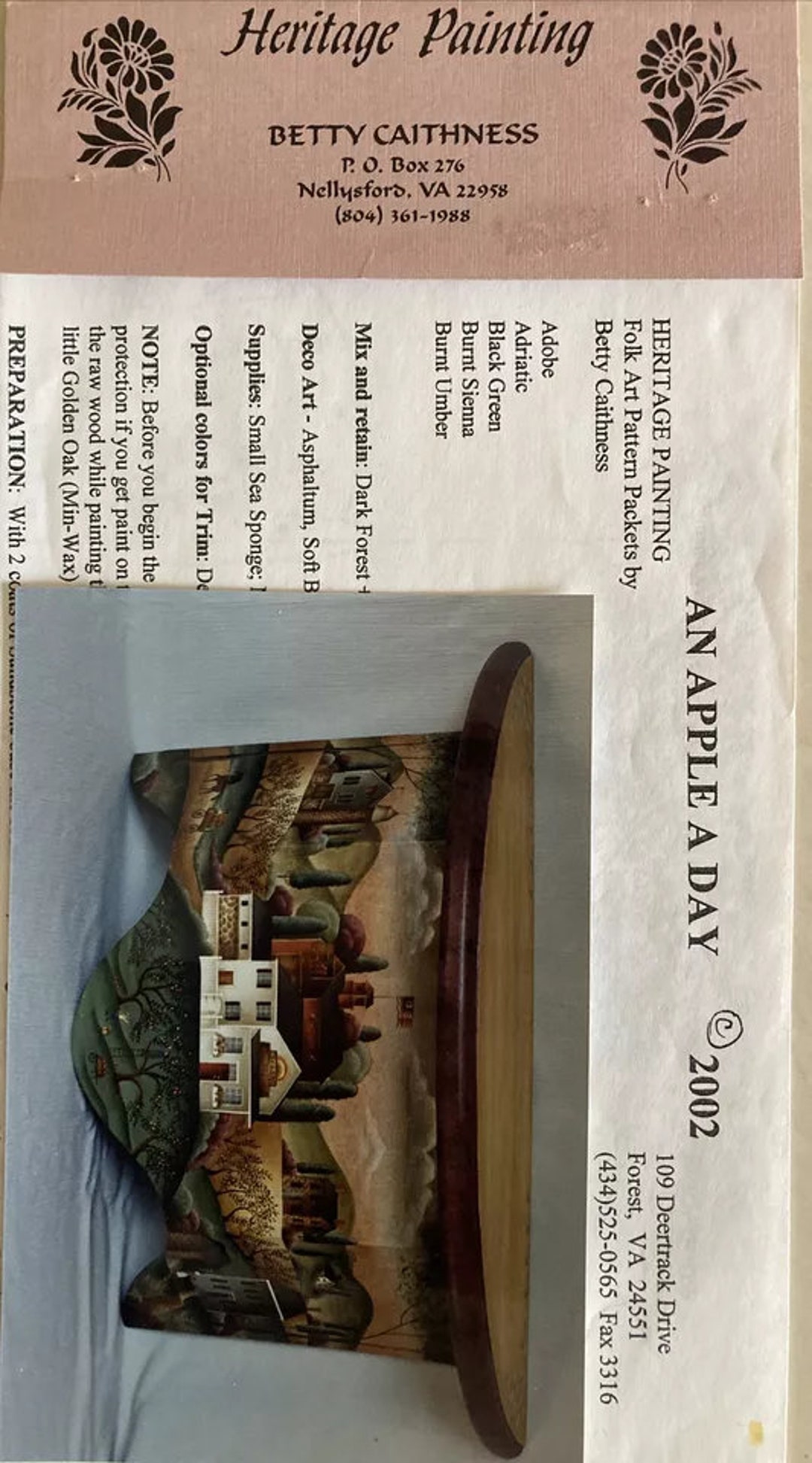 Vintage 2002 Decorative Tole Painting Pattern Packet: an Apple A Day by ...