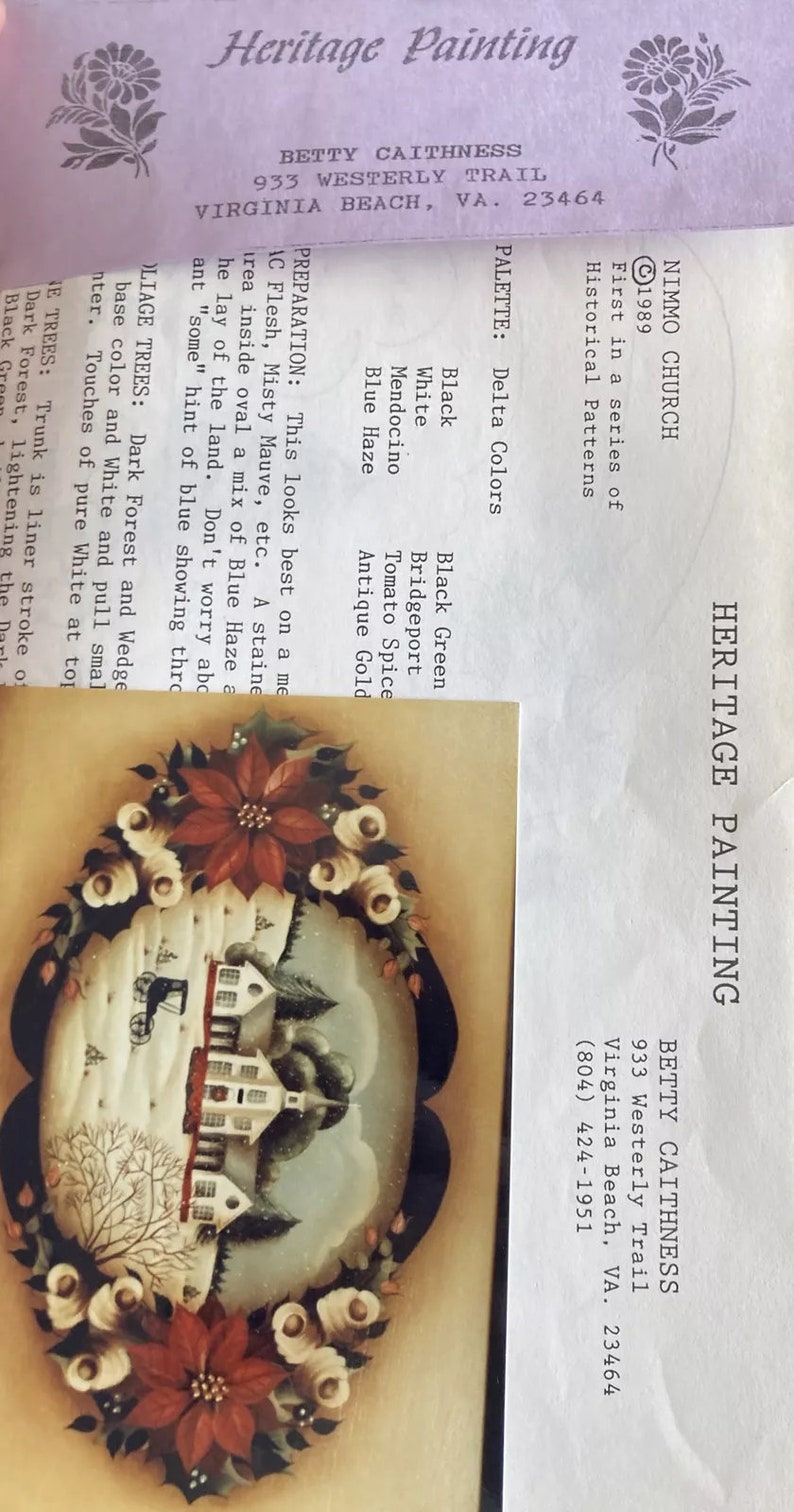 Vintage Tole Painting Pattern : Nimmo Church by Betty Caithness - Etsy