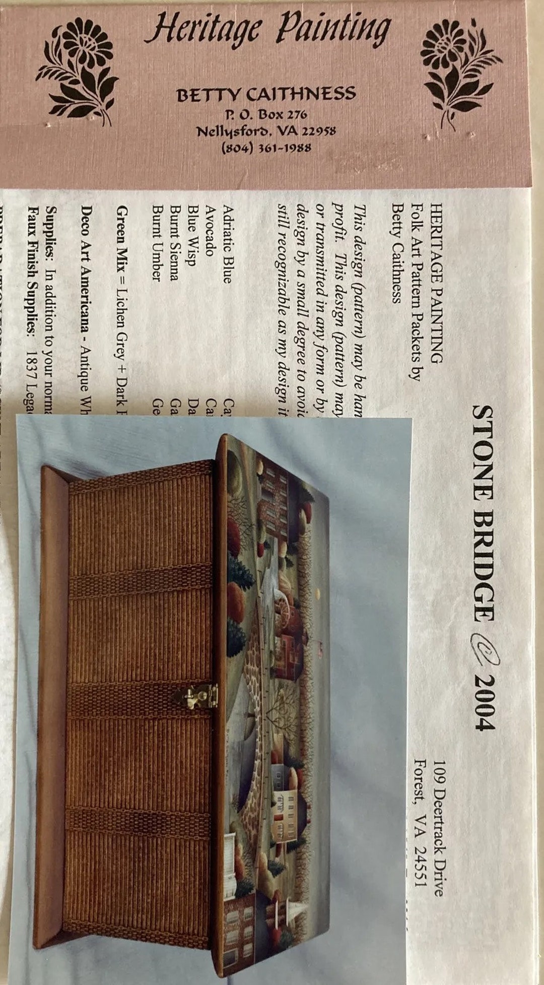 Decorative Tole Painting Pattern Packet: Stone Bridge by Betty ...