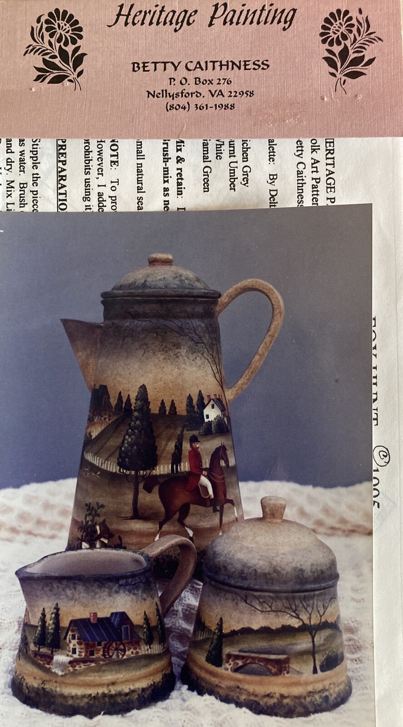Decorative Tole Painting Pattern Packet: Fox Hunt Coffee Pot Plus ...