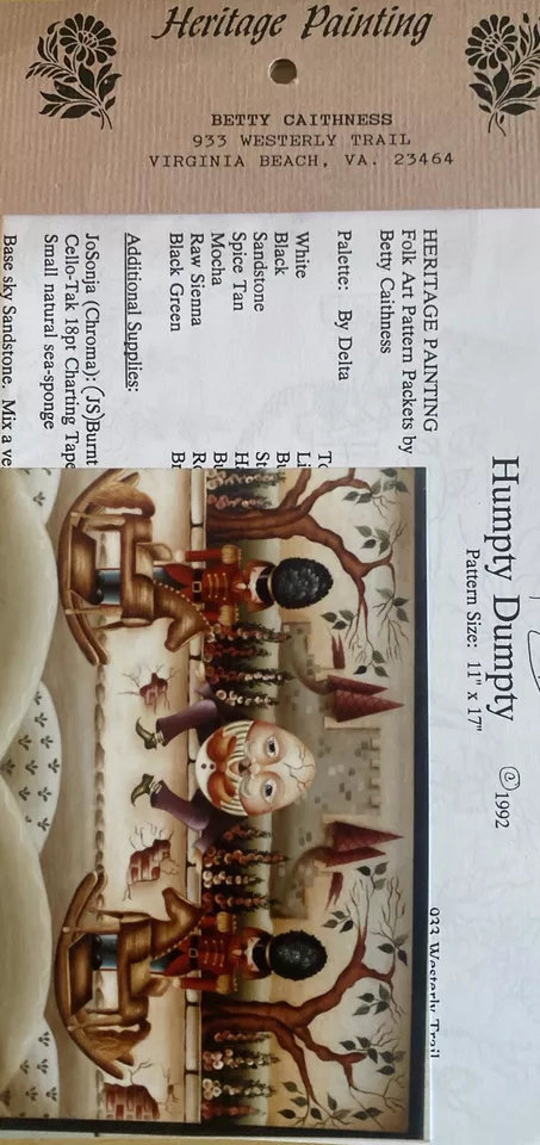 Vintage Decorative Tole Painting Pattern Packet: Humpty Dumpty by Betty ...