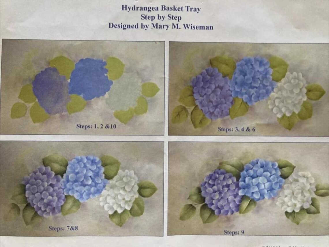 Deluxe Tole Pattern Packet: Hydrangea Basket Tray by Mary Wiseman - Etsy