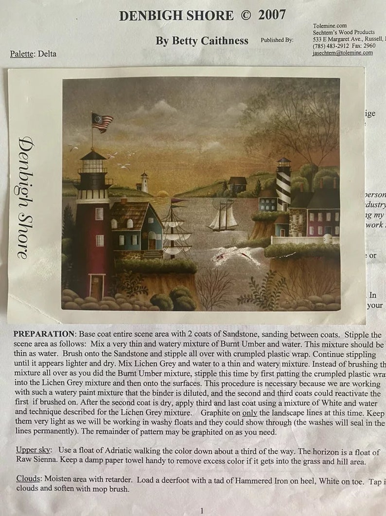 Tole Painting Pattern : Denbigh Shore by Betty Caithness - Etsy