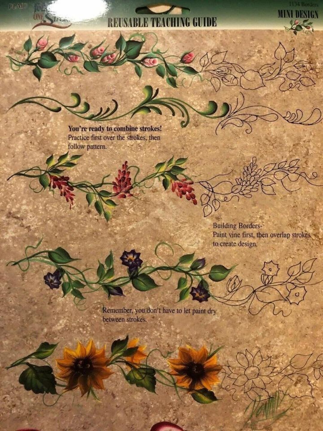 Folkart One Stroke 2-sided Laminated Teaching Guide - Borders Mini ...