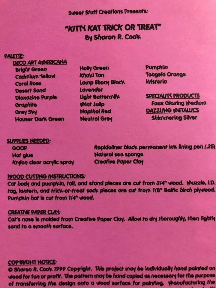 Vintage Tole Painting Pattern: Kitty Kat Trick or Treat by Sharon R ...