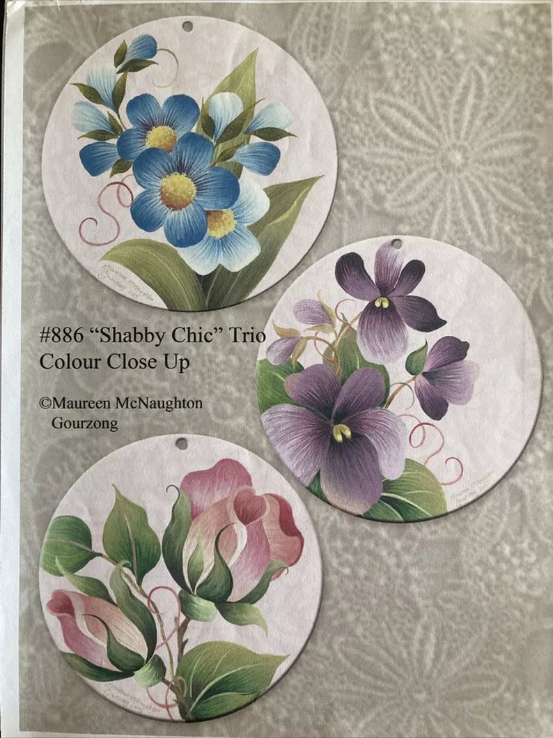 Tole Painting Pattern : Shabby Chic Trio by Maureen Mcnaughton - Etsy