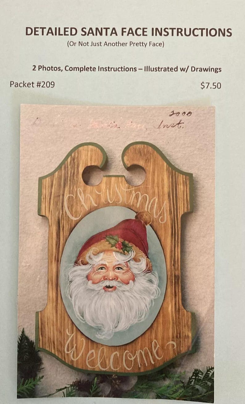 Vintage Decorating Tole Pattern : Detailed Santa Face by Jean Zawicki ...