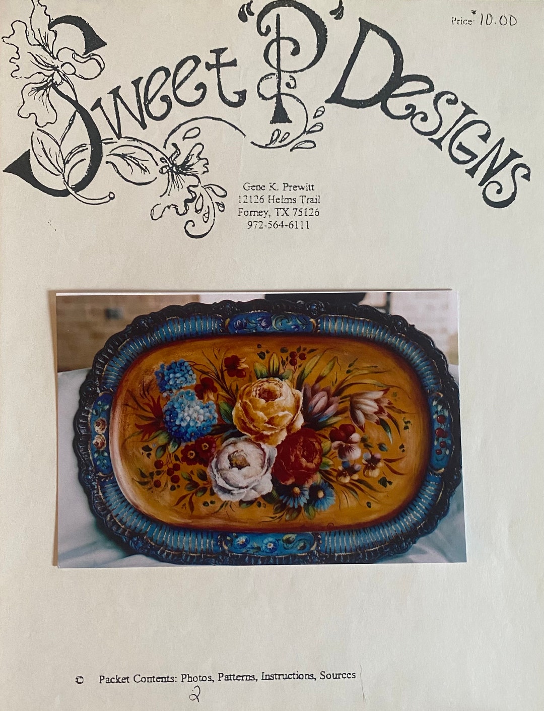 Vintage Tole Pattern Packet: Floral Bouquet Tray by Gene Prewitt Sweet ...