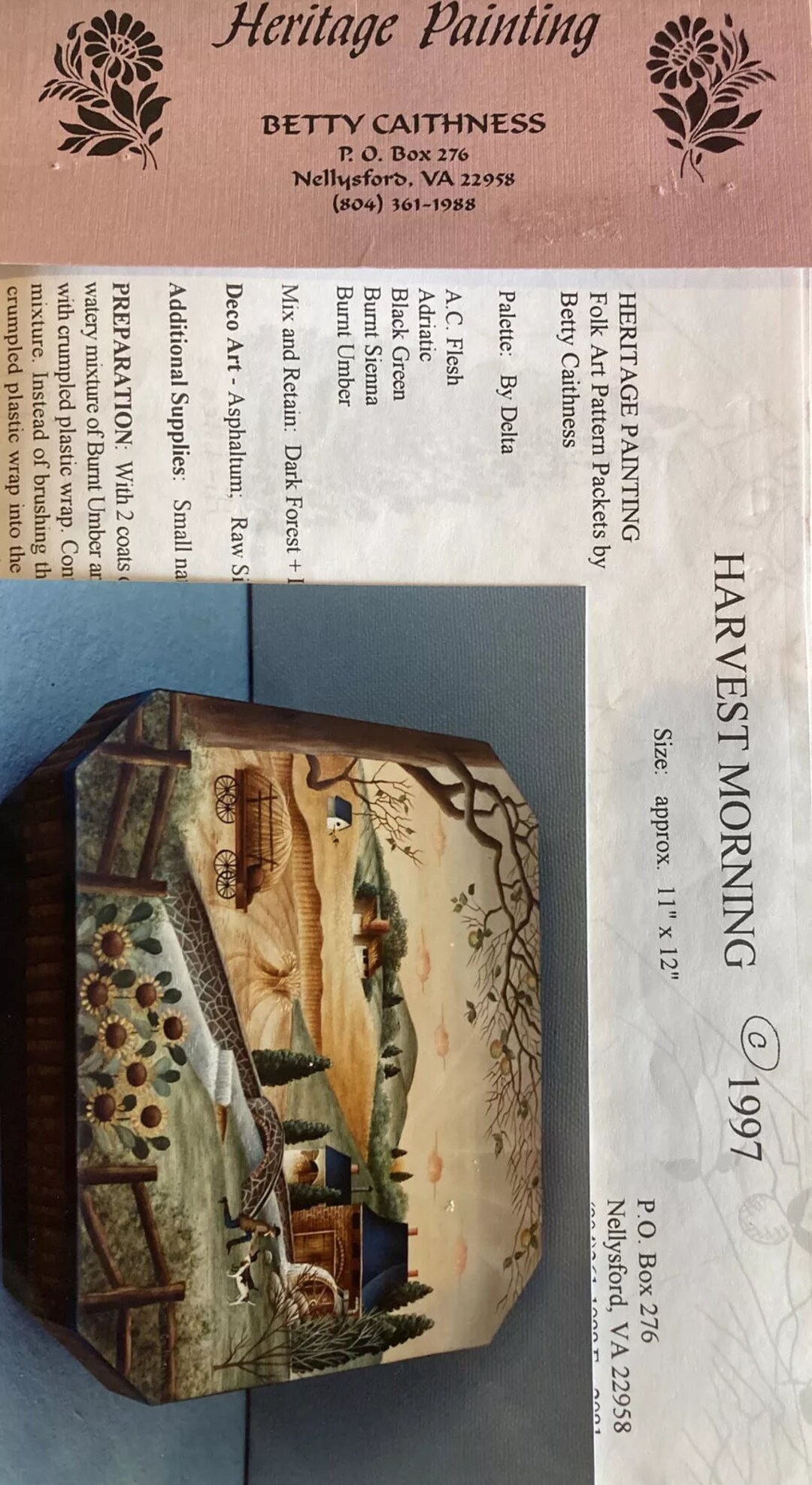 Vintage Decorative Tole Painting Pattern Packet: Harvest Morning by ...