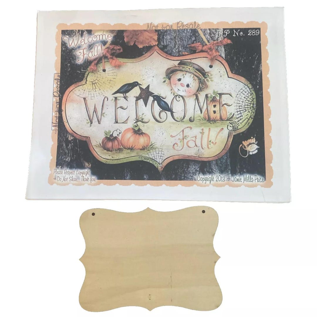 Tole Pattern Packet: Welcome Fall Plaque Wood Surface Jamie Mills-price ...