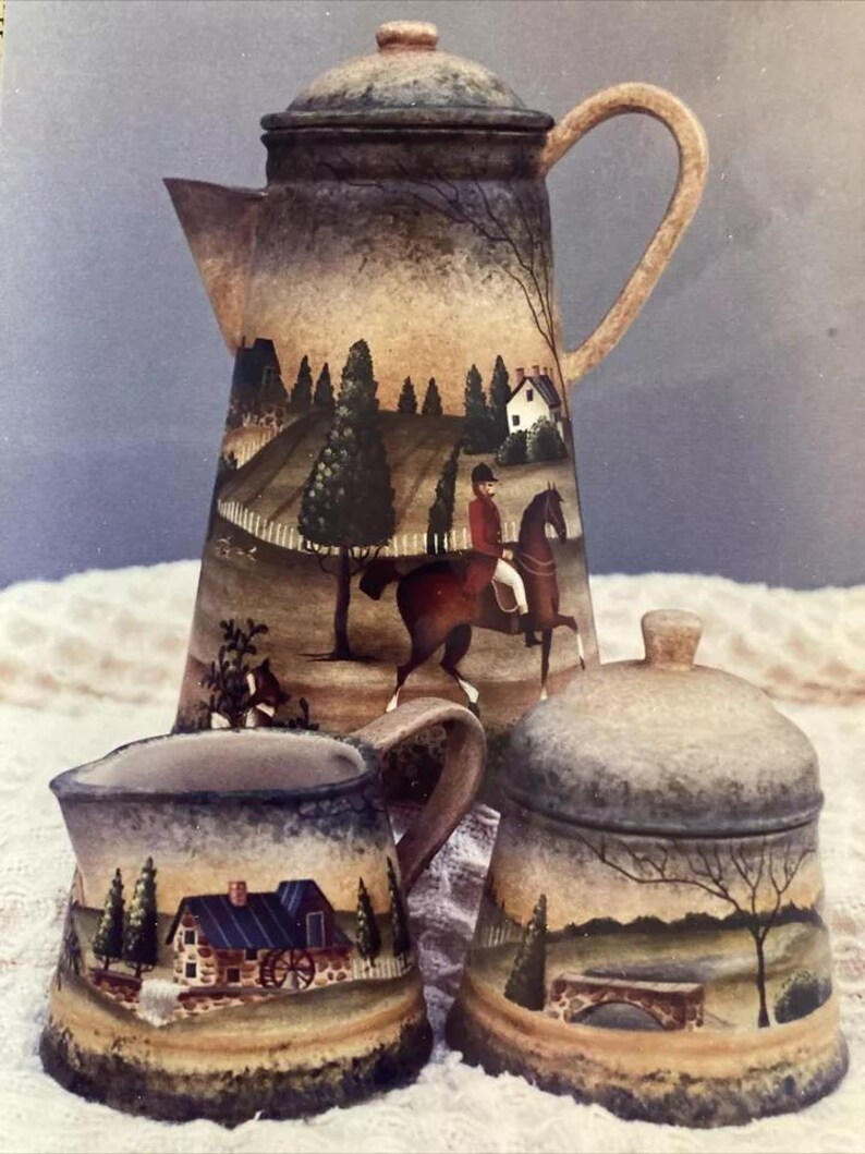 Tole Painting Pattern : Fox Hunt Coffee Pot Plus Canisters by Betty ...
